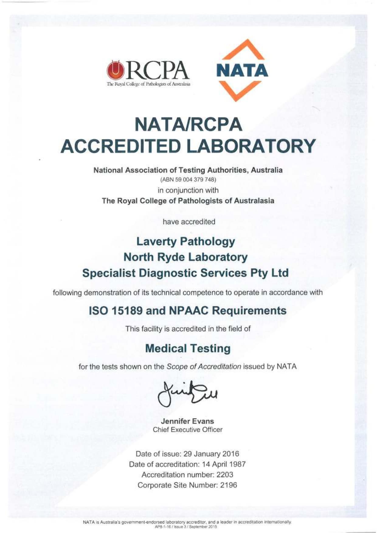 NATA/RCPA Accredited Laboratory - Cerba Research
